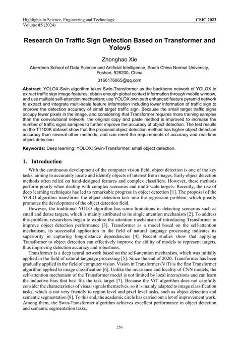 Pdf Research On Traffic Sign Detection Based On Transformer And Yolov5