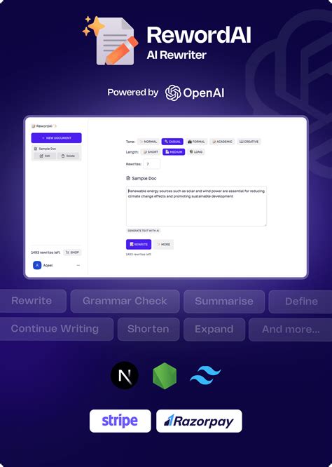 Rewordai Ai Rewriter And Grammar Corrector Saas Platform Codemarket