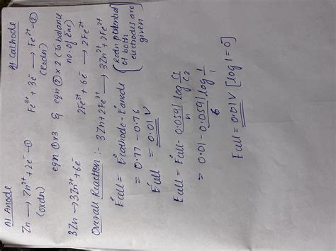 Write Cell Reaction And Calculate E° For The Cell Zn Zn2 1 M
