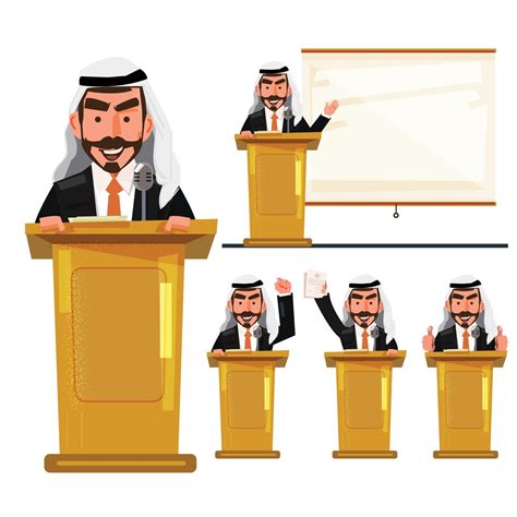 Islamic Man On The Podium Politician In Actions 1937957 Vector Art At