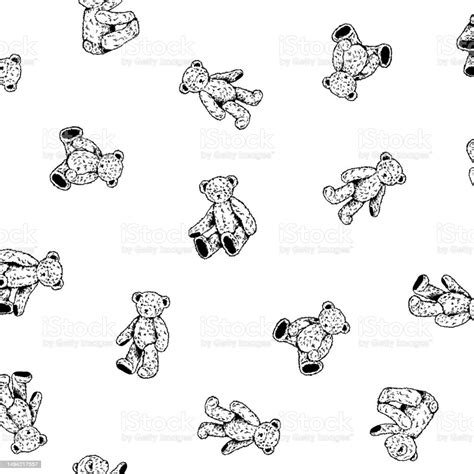 Continuous Seamless Pattern Of Cute Bear Illustrations Stock Illustration Download Image Now