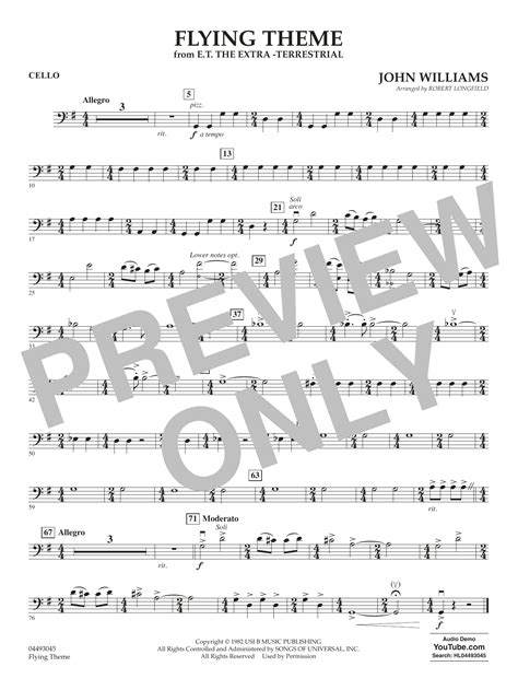 Flying Theme From Et Arr Robert Longfield Cello By John