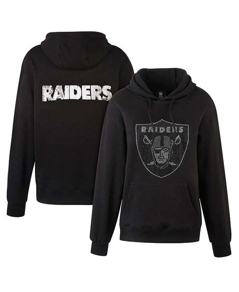 Cuce Womens Black Las Vegas Raiders Rhinestone Logo Wordmark Pullover