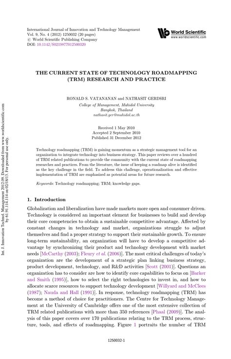 PDF The Current State Of Technology Roadmapping TRM Research And Practice