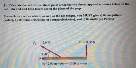 Solved Calculate The Net Torque About Point O For The Chegg