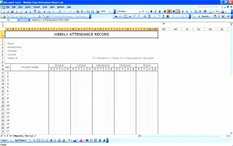 Weekly Attendance Sheet Template Excel Excel Templates Excel Templates