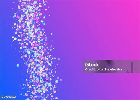 카니발 반짝이 3d 서프라이즈 일러스트 네온 배경입니다 떨어지는 리본 보라색 눈부심 색종이 카니발 종이 레이저 질감 디지털