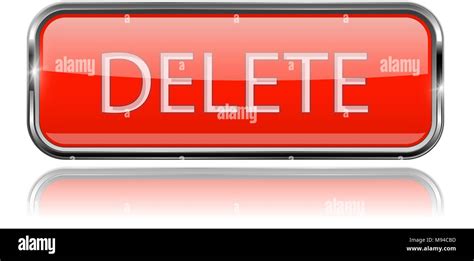 Delete Button Square Red Button With Chrome Frame Stock Vector Image
