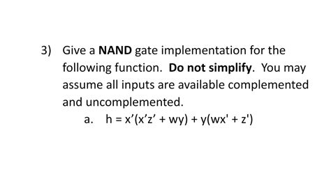 Solved Give A NAND Gate Implementation For The Following Chegg
