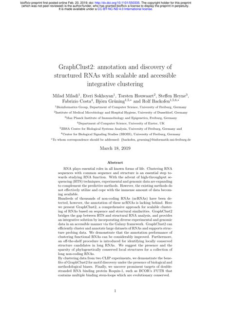 pdf graphclust2 annotation and discovery of structured rnas with