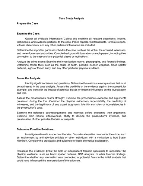 Susan Hamilton Murder Case Study Analysis