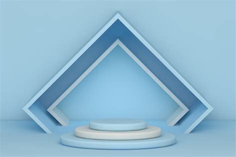 파란색과 흰색 연단과 최소한의 추상적 배경 3d 렌더링 기하학적 모양 현대 웹 사이트에서 상을위한 무대 빈 제품 스탠드 생활필수품에 대한 스톡 사진 및 기타 이미지 Istock