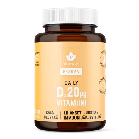 Puhdistamo Pharma Daily D-vitamiini 20 mikrog - Verkkoapteekki