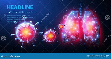 Virus And Lung Abstract Vector 3d Corona Microbe On Lung Background