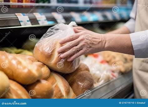 Sale Of Bread In A Supermarket Hand Takes A Loaf Of Bread Generative