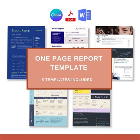 One Page Report Template Printable PDF Word Editable
