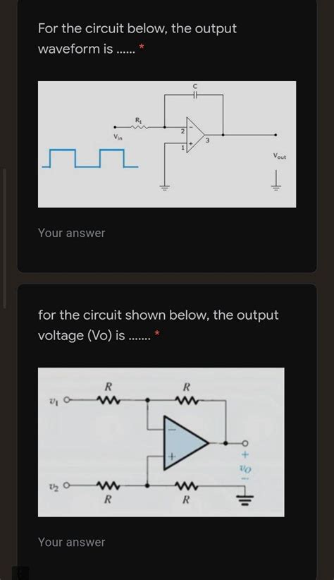 Solved For The Circuit Below The Output Waveform Is Chegg Com