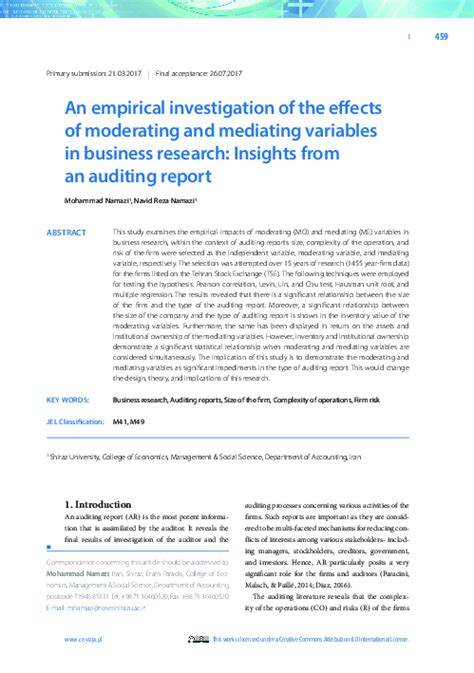 Pdf An Empirical Investigation Of The Effects Of Moderating And Mediating Variables In