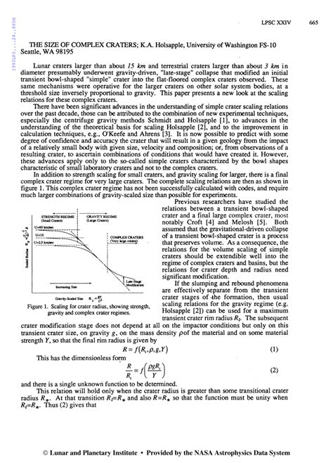 Pdf The Size Of Complex Craters