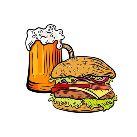 Burger And Beer Clipart Png