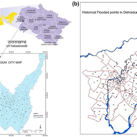 A Location Map Of Dehradun City B Major Flooded Areas In Dehradun City