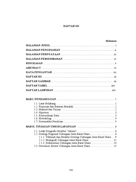 daftar isi daftar lampiran pdf