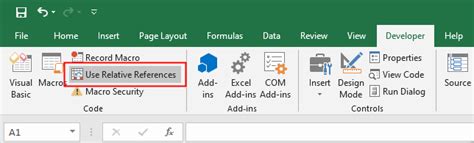 absolute and relative macro recording in excel