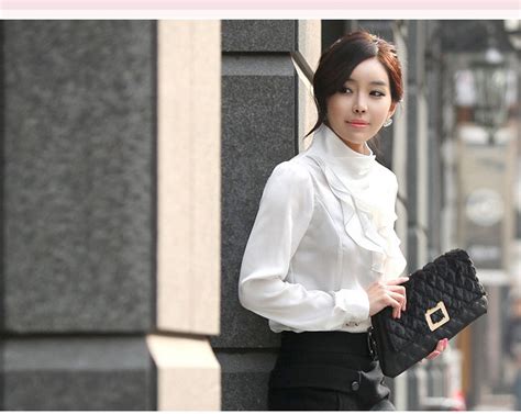 Badubg Дамска елегантна риза с дълъг ръкав и висока яка Badubg