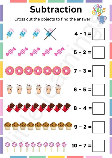Subtraction With Objects Worksheet For Kindergarten