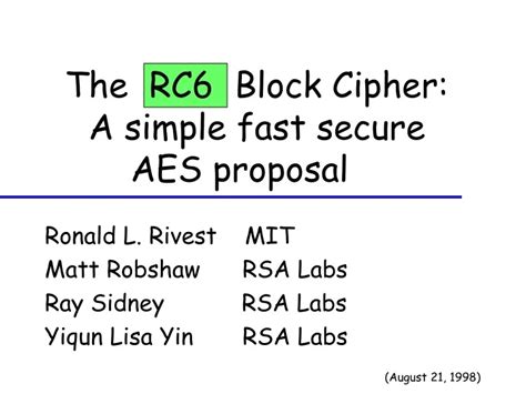 ppt the rc6 block cipher a simple fast secure aes proposal powerpoint presentation id 9544804