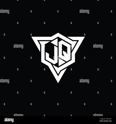 Jq Letter Logo Monogram Hexagon Shape With Triangle Outline Sharp Slice Style Design Template