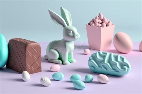 Abstract 3d Render Of Easter Items Holiday And Vacation Concept Stock