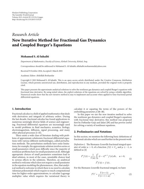 Pdf New Iterative Method For Fractional Gas Dynamics And Coupled