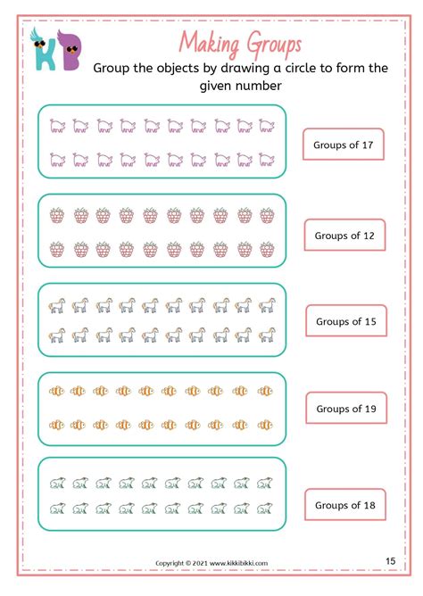 Math Printable Worksheets On Grouping Numbers Upto 20