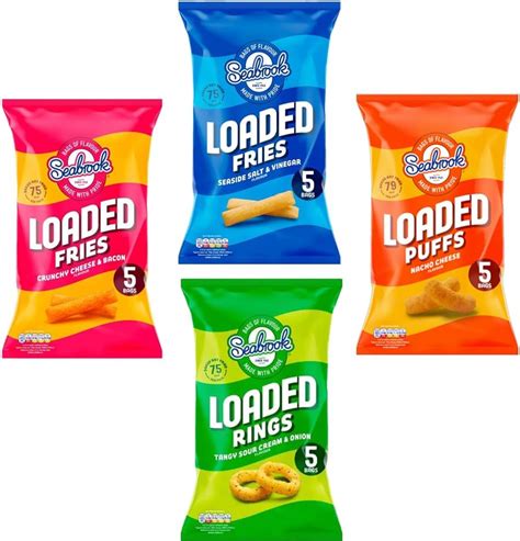 Seabrook Loaded Friespuffsrings Chips Crisps Bags 4 X Mixed Bags
