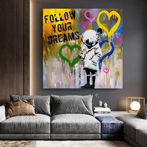 Banksy Follow Your Dreams Graffiti Canvas Wall Art Movie Wall Art
