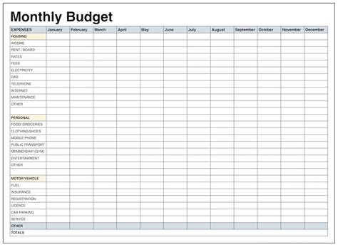 Printable Budget Worksheet Free Pdf