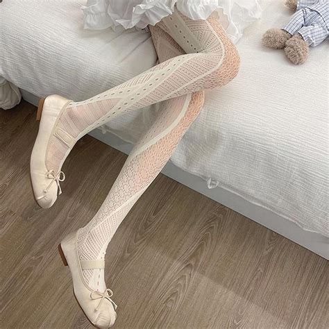 White Geometric Lace Tights🤍 Beautiful And Of High Depop
