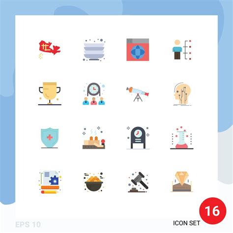 User Interface Pack Of 16 Basic Flat Colors Of Achievement Man Internet Human Abilities Editable