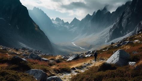 Premium AI Image Men And Women Hiking Mountain Peaks In Extreme Terrain Enjoying Nature