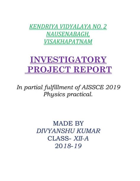 Physics Project Class 11 Pdf