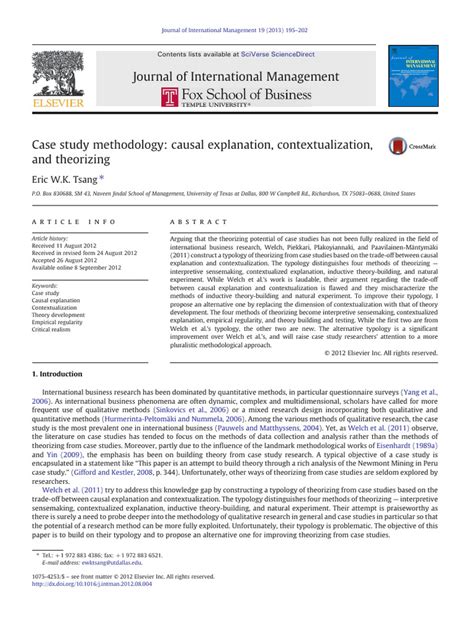 Case Study Methodology Causal Explanation Contextualization And