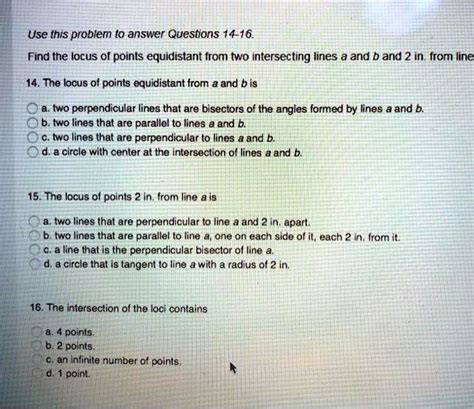 solved use this problem t0 answer questions 14 16 find the locus of
