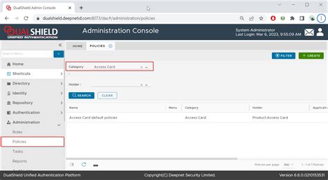 Configure Access Card Policy Dualshield Mfa Platform Deepnet Security Technical Guides