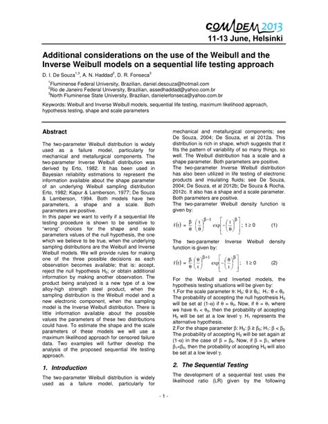 pdf additional considerations on the use of the weibull and the