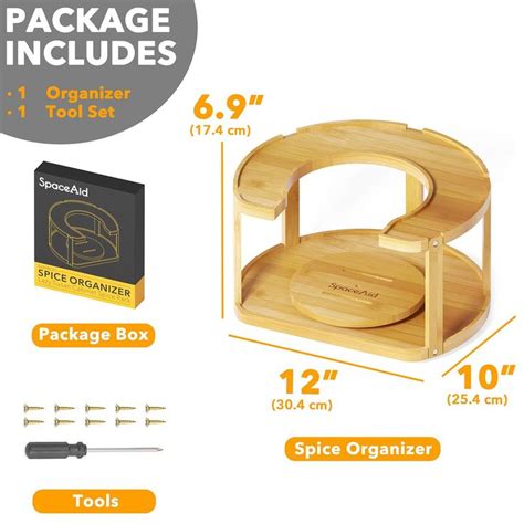 Spaceaid Bamboo 2 Tier Lazy Susan Spice Rack Organizer For Pantry Seas