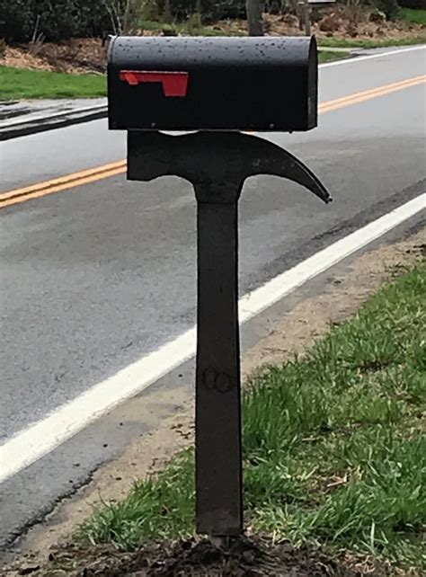I Built This Hammer Mailbox Post For A Carpenter Friend Of Mine There Are Two Hammers Cut Out