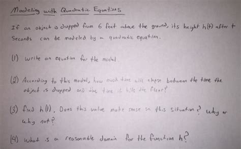 Solved If An Object From 6 Feet Above The Its Height H T Chegg Com