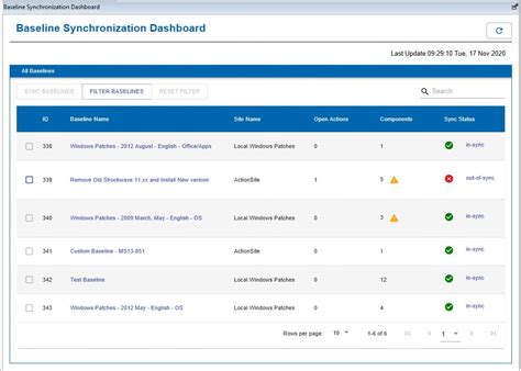 Baseline Synchronization Dashboard