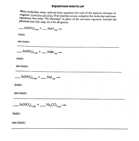 Solved EQUATION WRITE UP Write Molecular Ionic And Chegg